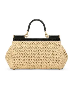 Dolce & Gabbana Logo Plaque Sicily Handbag - Beige
