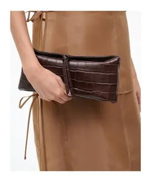 Staud Embossed Flap Shoulder Bag - Espresso