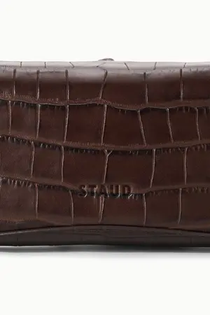 Staud Embossed Flap Shoulder Bag - Espresso