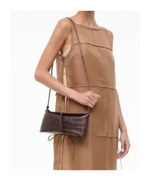 Staud Embossed Flap Shoulder Bag - Espresso