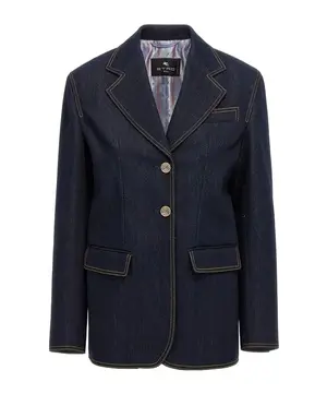 Etro Single-breasted Long-sleeved Denim Blazer