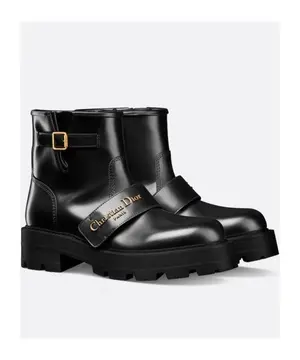 Dior Leather Ankle Boots With Logo Detail