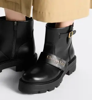 Dior Leather Ankle Boots With Logo Detail