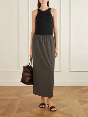 ST. AGNI Wool Blend Midi Skirt