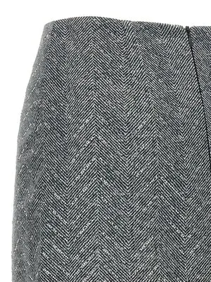 Ermanno Scervino Herringbone Patterned Midi Skirt With Rhinestone Embellishment