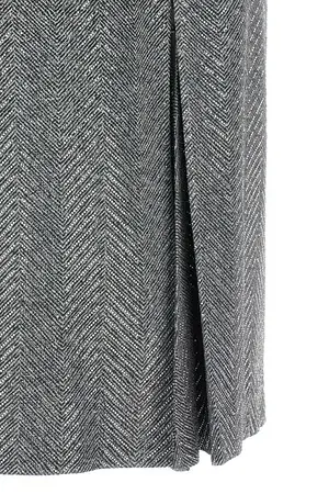 Ermanno Scervino Herringbone Patterned Midi Skirt With Rhinestone Embellishment