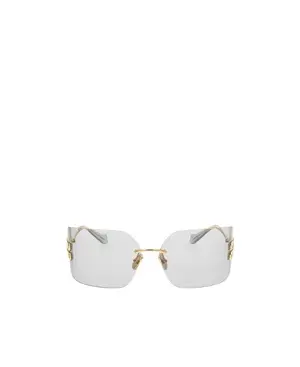 Miu Miu Miu Miu Oversize Frameless Sunglasses With Logo Plaque Gray
