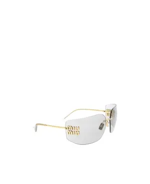 Miu Miu Oversize Frameless Sunglasses With Logo Plaque - Gray