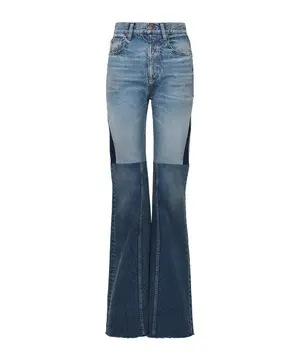 Chloé Patchwork Frayed Edge Jeans - Blue And Multicolour