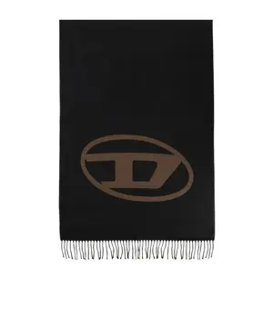 DIESEL® S-tevie Oval-logo Fringed Scarf - Brown