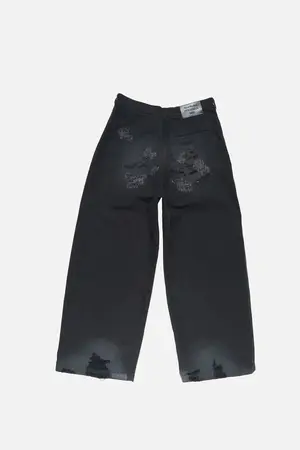 Acne Studios Mended Distressed Wide Leg Trousers