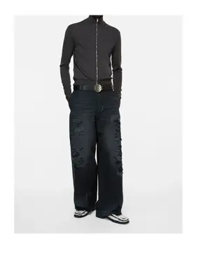 Acne Studios Mended Distressed Wide Leg Trousers