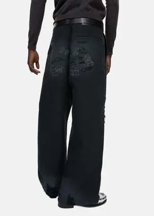 Acne Studios Mended Distressed Wide Leg Trousers