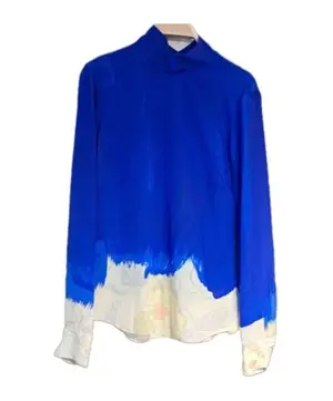 Dries Van Noten Long-sleeved Blouse With Color-blocking And Logo Detail
