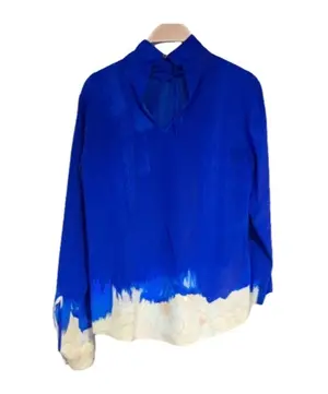 Dries Van Noten Long-sleeved Blouse With Color-blocking And Logo Detail
