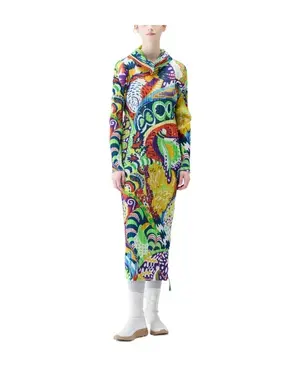 PLEATS PLEASE BY ISSEY MIYAKE Graphic Printed Pleated Midi Dress