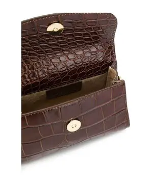 By Far Crocodile-embossed Top Handle Bag - Brown