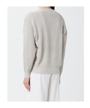 Brunello Cucinelli V-neck Ribbed Long Sleeve Sweater - No