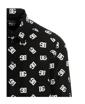 Dolce & Gabbana Dolce Gabbana Allover Dg Printed Buttoned Shirt - Black