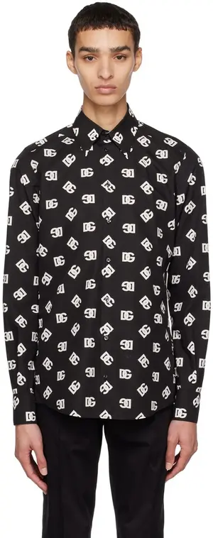 Dolce & Gabbana Dolce Gabbana Allover Dg Printed Buttoned Shirt - Black
