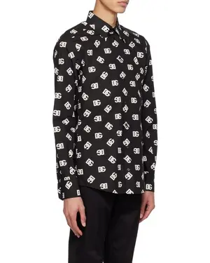 Dolce & Gabbana Dolce Gabbana Allover Dg Printed Buttoned Shirt - Black