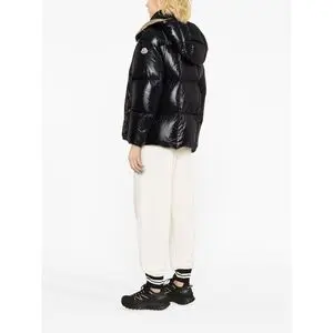 Moncler Quilted Down Jacket With High Collar And Removable Hood