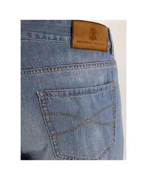 Brunello Cucinelli Jeans With Logo Patch - Blue