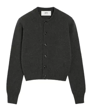 AMI Paris Heart Embroidered Cashmere Cardigan - No