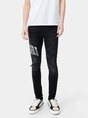 Amiri Logo Patch Distressed Skinny Jeans - Black