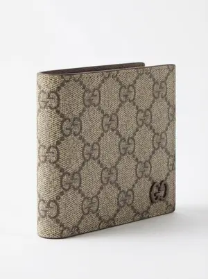 Gucci Monogrammed Bifold Wallet - Beige/ebony