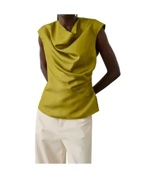 Soeur Eclat Cowl Neck Ruched Blouse