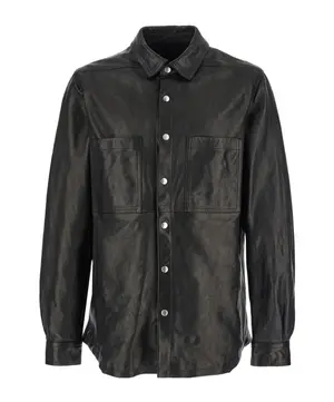 Rick Owens Buttoned Leather Jacket - Black