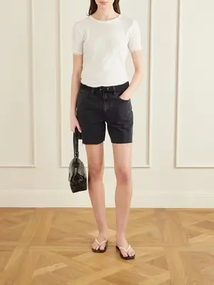 SLVRLAKE Sienna Frayed Denim Shorts - Black