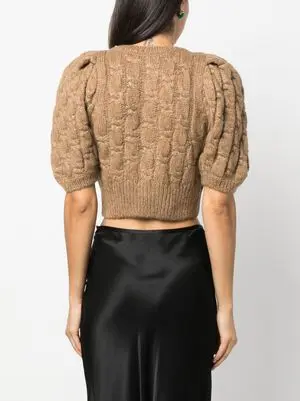 Simone Rocha Cable-knit Cropped Cardigan With Embellishments