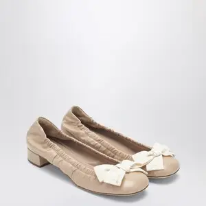 Prada Bow Detailed Ballerinas - Sand
