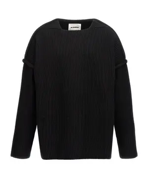 JIL SANDER Geometric Neckline Knitted Jumper - Black