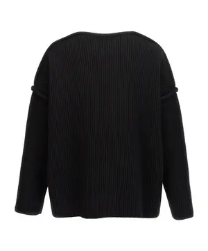 JIL SANDER Geometric Neckline Knitted Jumper - Black