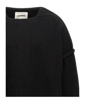JIL SANDER Geometric Neckline Knitted Jumper - Black