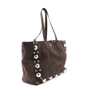 Valentino Garavani Large Suede Shopping Bag With Ball Stud Embellishments
