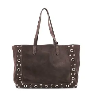 Valentino Garavani Large Suede Shopping Bag With Ball Stud Embellishments