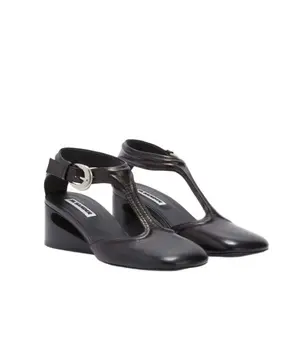 JIL SANDER Mary Jane Buckled Pumps With T-bar Strap