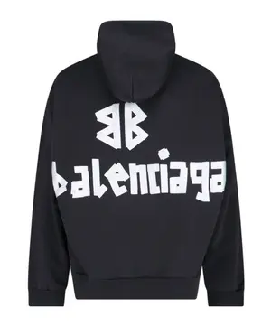 Balenciaga Vintage Effect Logo Hoodie