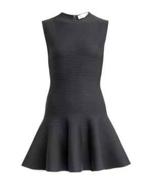 Alaïa Sleeveless Ribbed Knit Skater Dress - Black