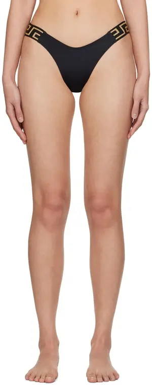 Versace Greca-pattern Printed Thong Bikini Bottoms