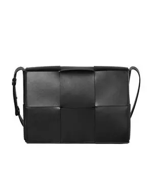 Bottega Veneta Intreciato Arco Large Crossbody Bag - Black