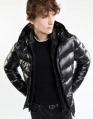 FAY Water Repellent Hooded Down Jacket - Black