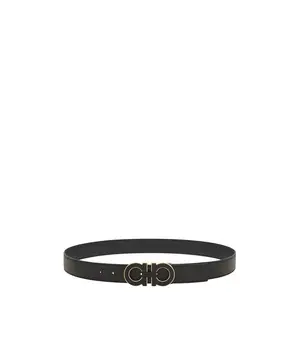 FERRAGAMO Gancini Leather Belt - Black