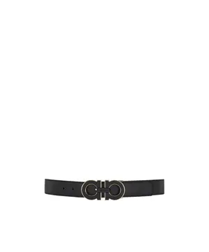 FERRAGAMO Gancini Leather Belt - Black