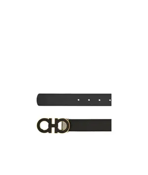 FERRAGAMO Gancini Leather Belt - Black