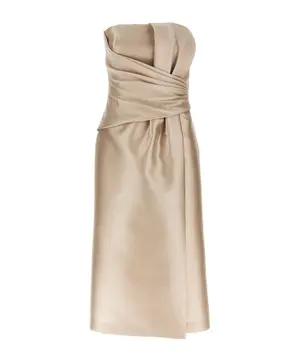 Alberta Ferretti Mikado Cocktail Longuette Dress